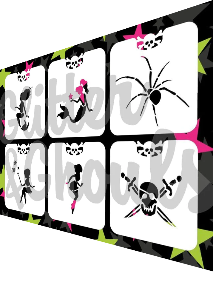 Glitter & Ghouls Stencils MINI STARTERS SET 6.5 X 6.5cm – Looney Bin ...
